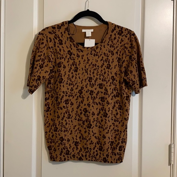 H&M | Sweaters | Nwt Hm Leopard Print Ss Knit Sweater S | Poshmark